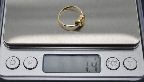 Real 10K Solid Yellow Gold Shiny CZ Inside Double Heart Ring All Sizes ...